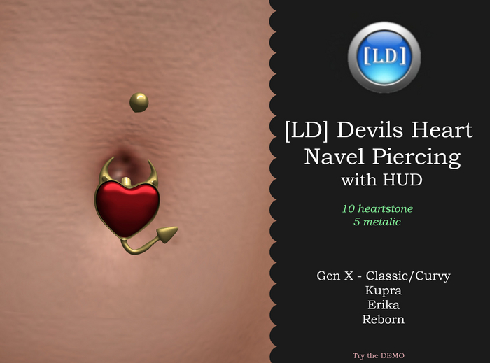 Second Life Marketplace - [LD] Devils Heart Navel Piercing w HUD
